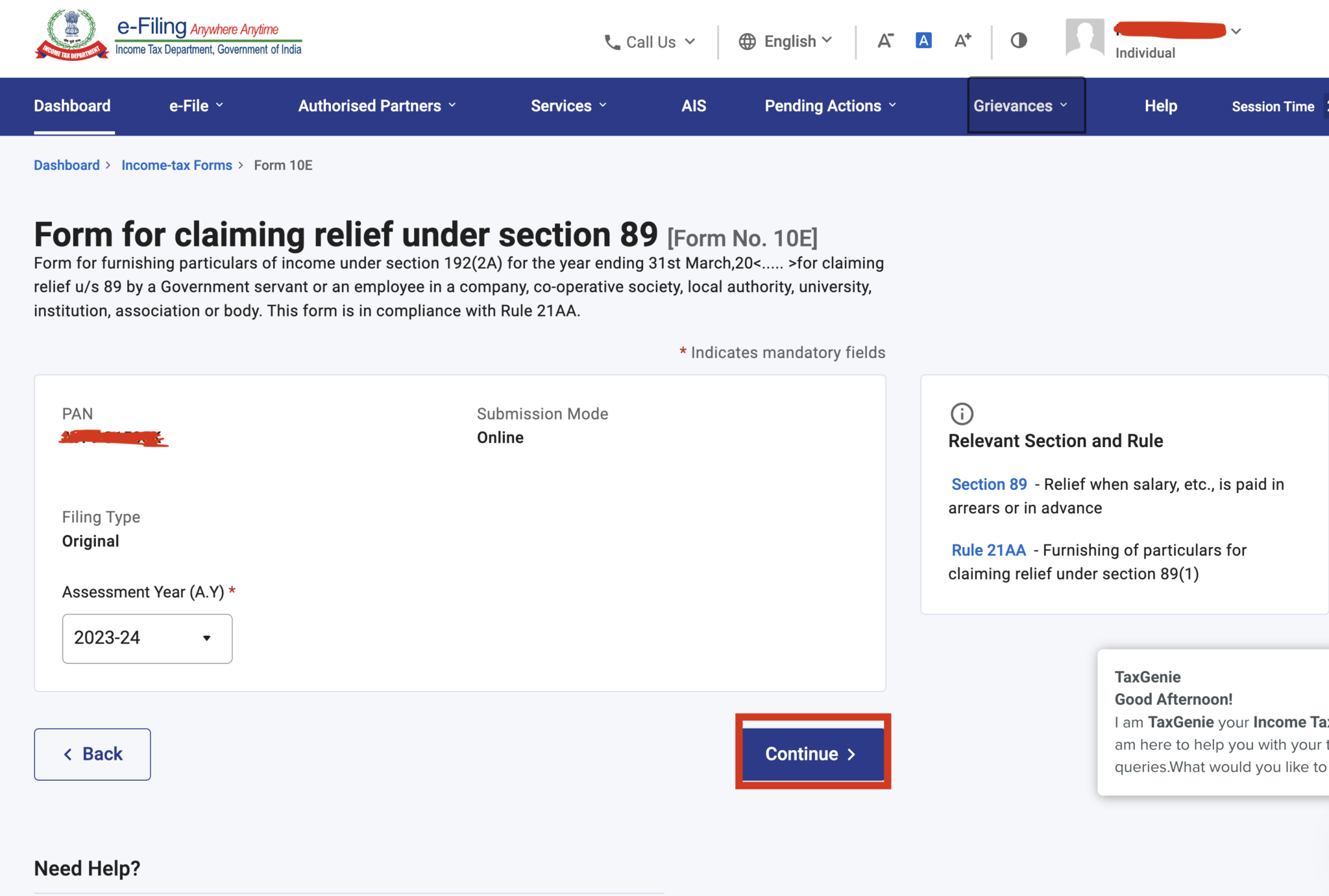 Form 10E - Arrear of Salary Relief u/s 89