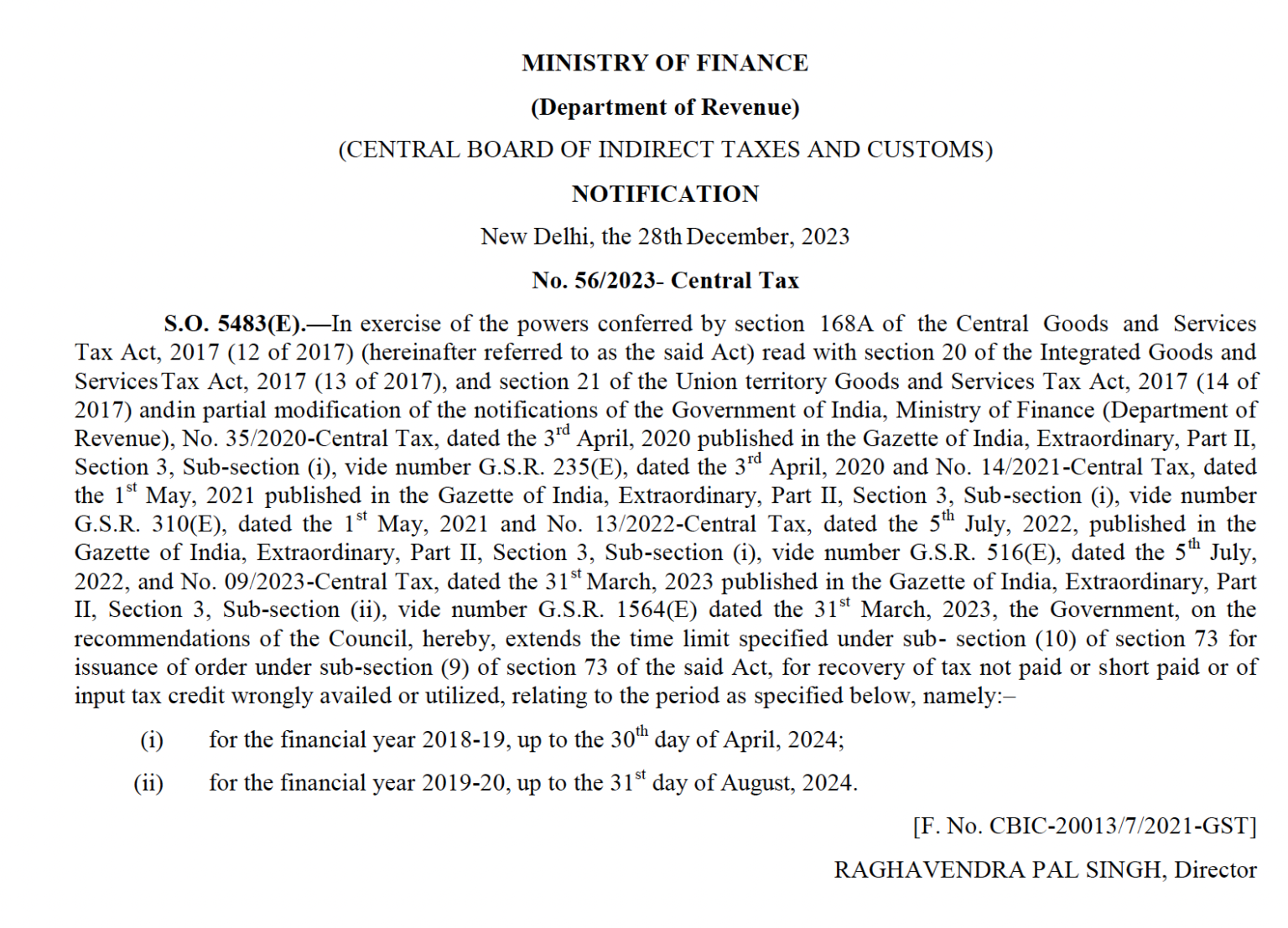GST Date Extension: Time limit for issuance of order u/s 73 Extended GST Date Extension: Time limit for issuance of order u/s 73 Extended