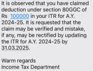 Received SMS an 80GGC? Section 80GGC Deduction Under Scrutiny – Avoid ...